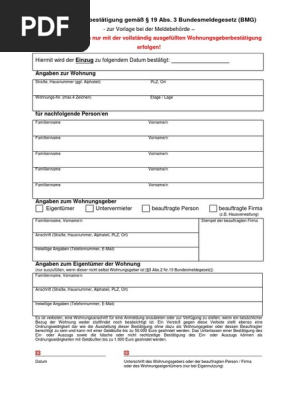 Mietbescheinigung Für Ummeldung Pdf