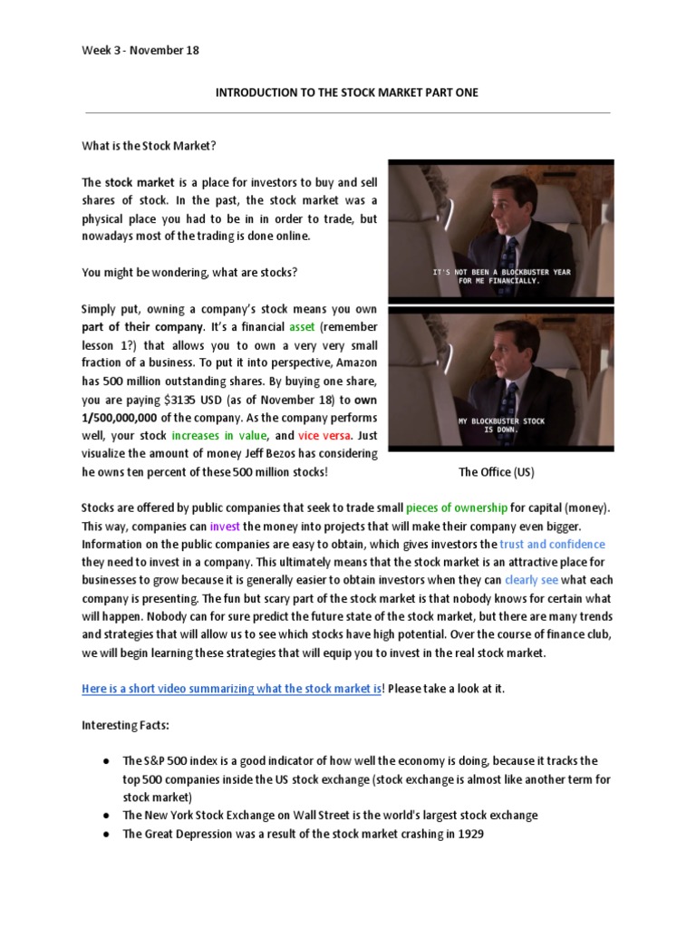 Introduction To The Stock Market Part One: Asset | PDF | Stock Market ...