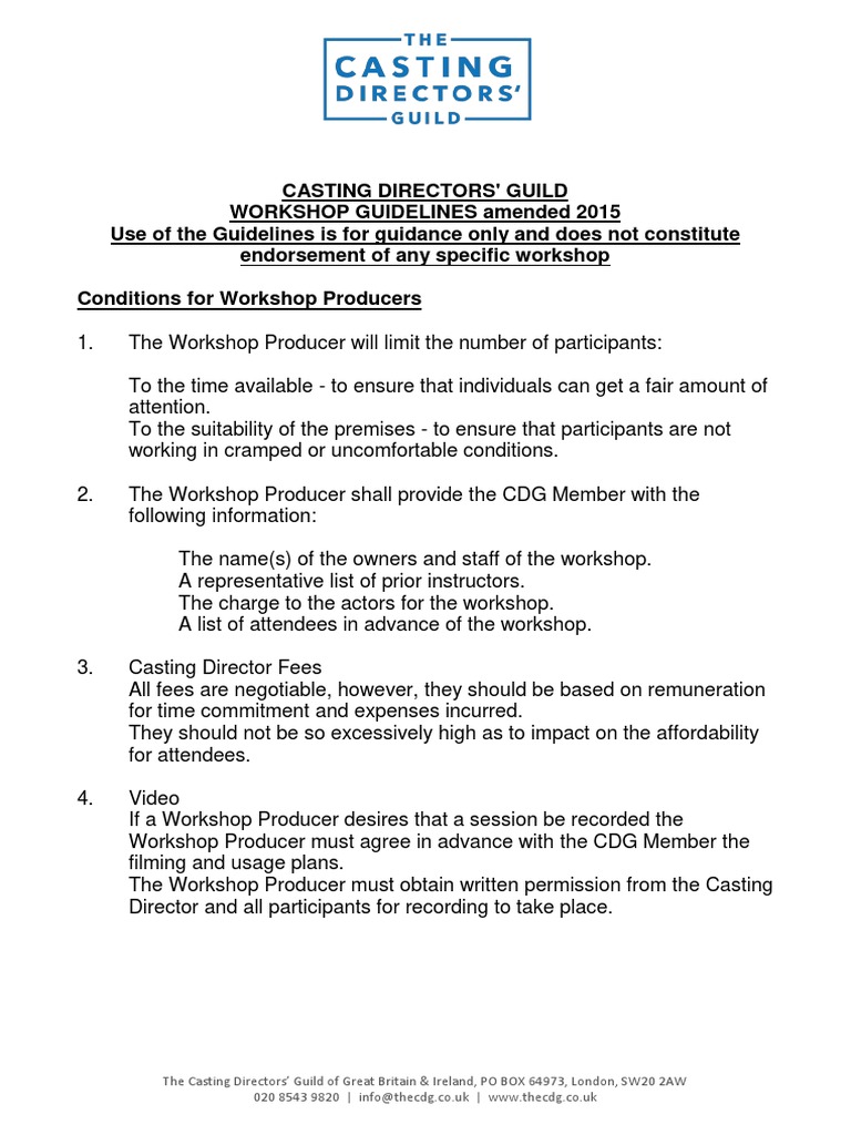 Workshop Guidelines | PDF | Audition | Communication