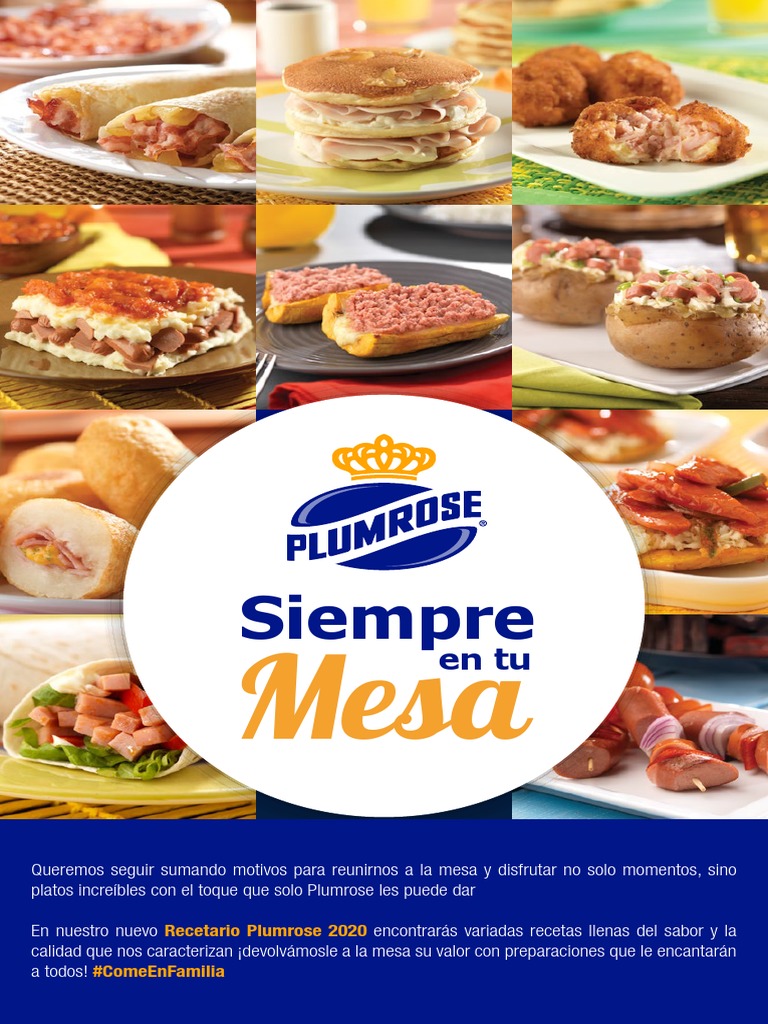 Recetario Plumrose 2020: Sabor Familiar | PDF | tostada | Queso