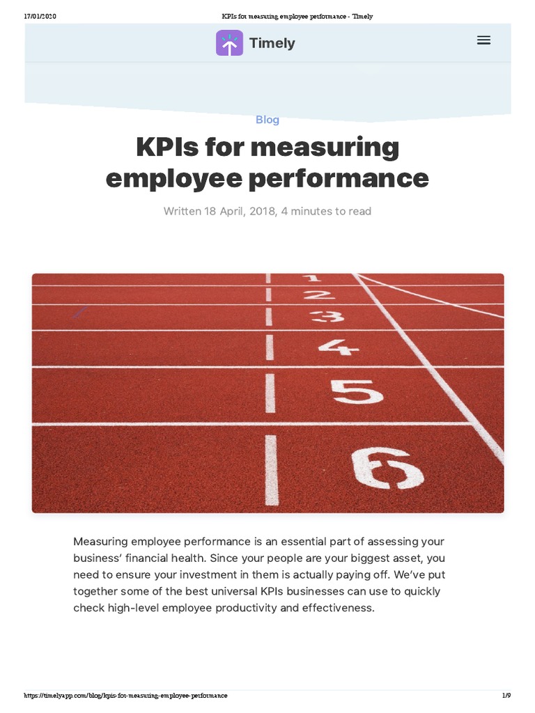 KPIs For Measuring Employee Performance - Timely | PDF | Performance ...