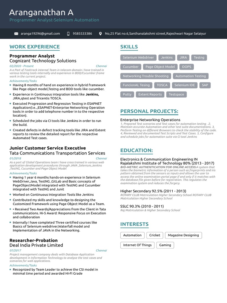 Selenium Automation Expert Resume | PDF | Selenium (Software ...