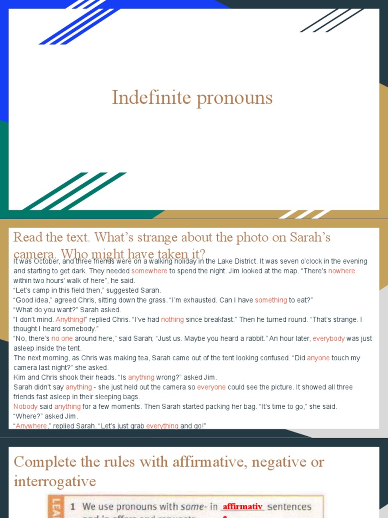 Indefinite Pronouns - English Class | PDF | Leonardo Da Vinci