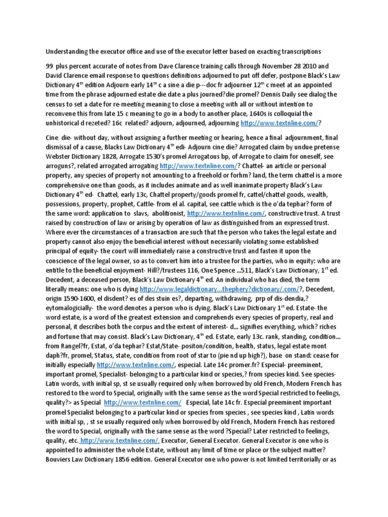 Understanding The Executor Office | PDF | Probate | United States ...