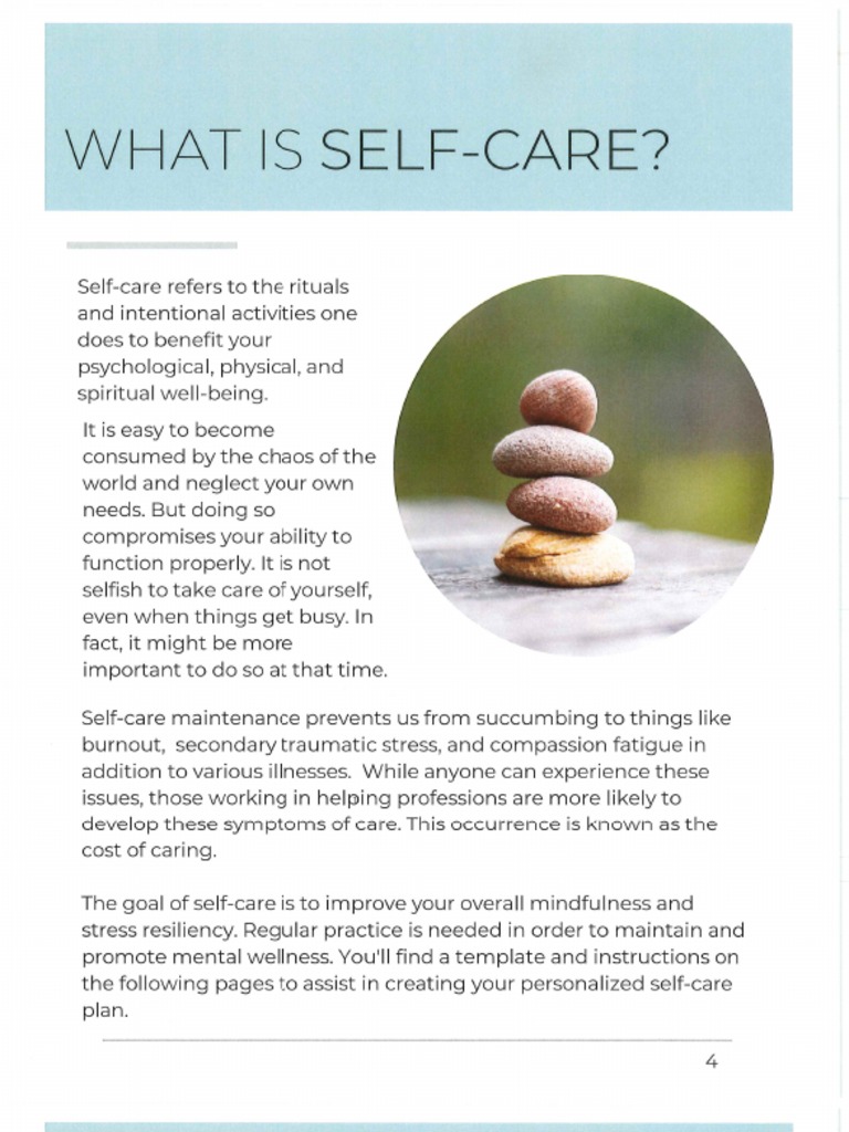 Self Care Plan | PDF