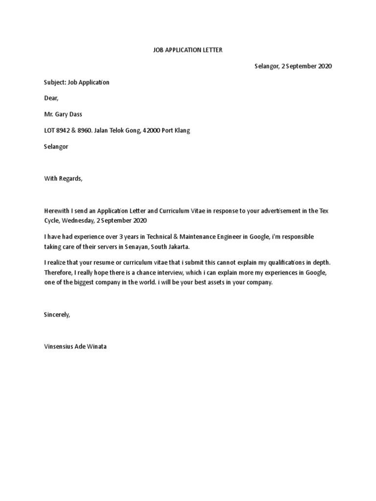 English Job Application | PDF