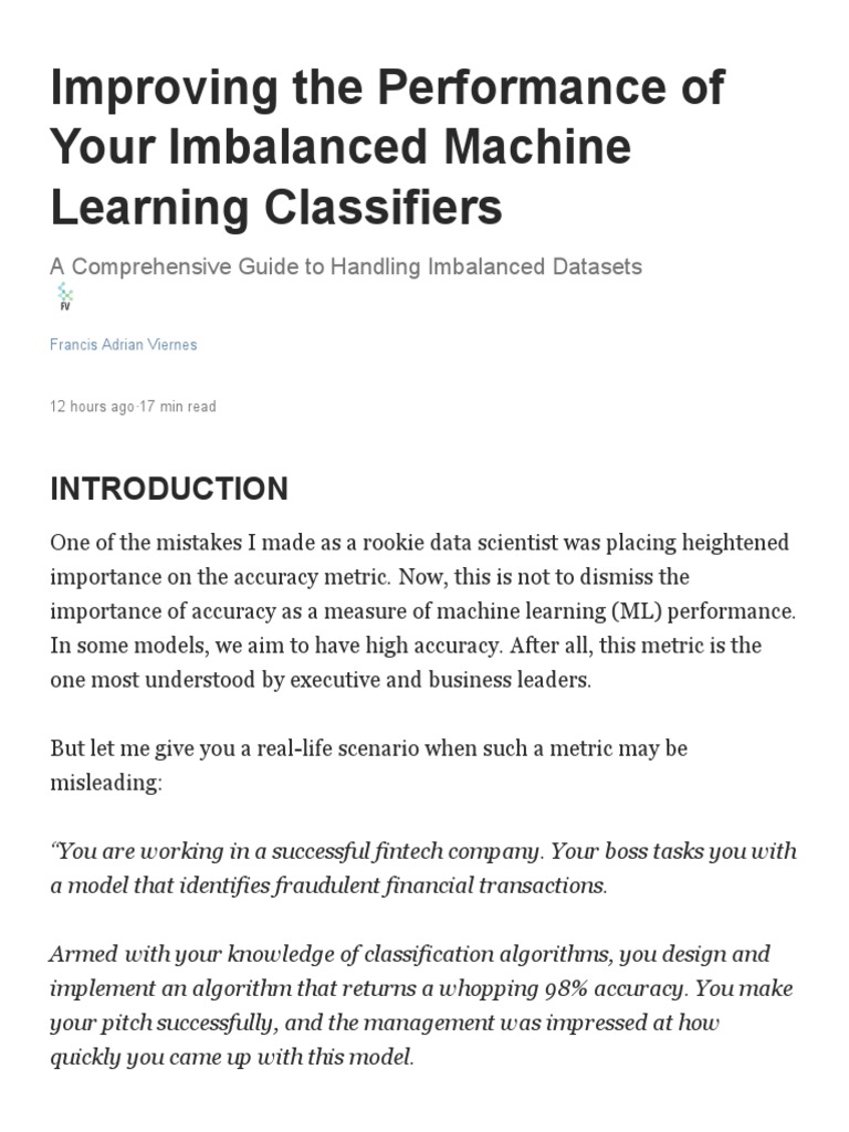 Improving The Performance of Your Imbalanced Machine Learning Classifiers | PDF | Receiver ...