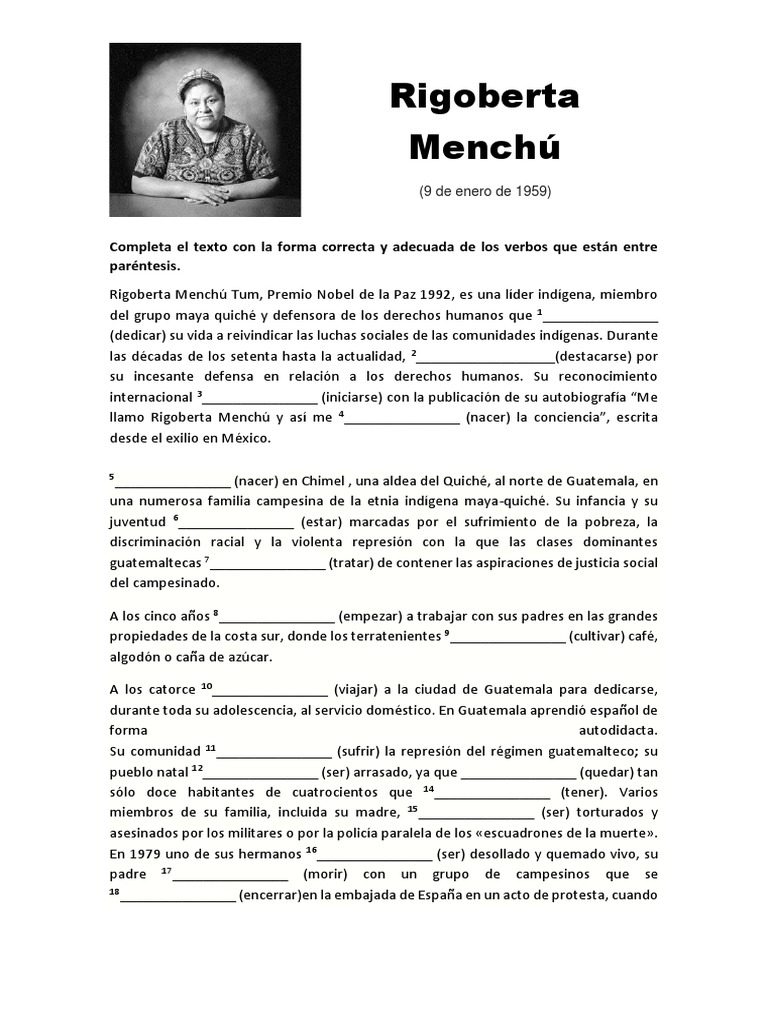 Biografía de Rigoberta Menchú | PDF | Ciencias sociales