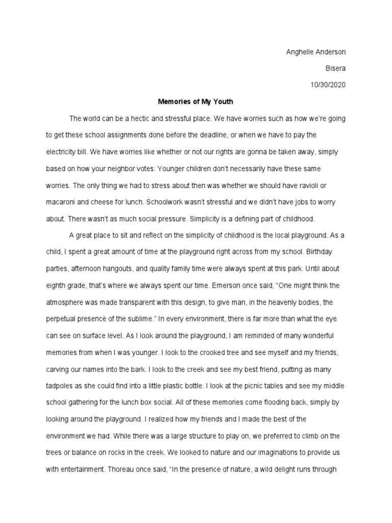 Anghelle Anderson - Transcendentalism Challenge Final Polished Piece | PDF