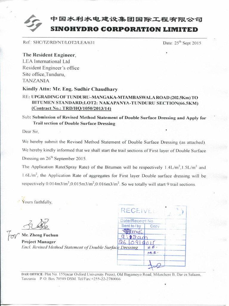 Double Surface Dressing Method Statement | PDF | Asphalt | Personal ...