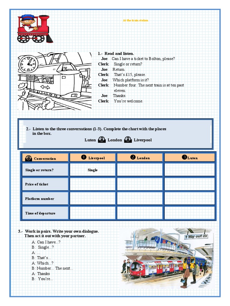 At The Train Station (Ejercicios de Inglés) | PDF