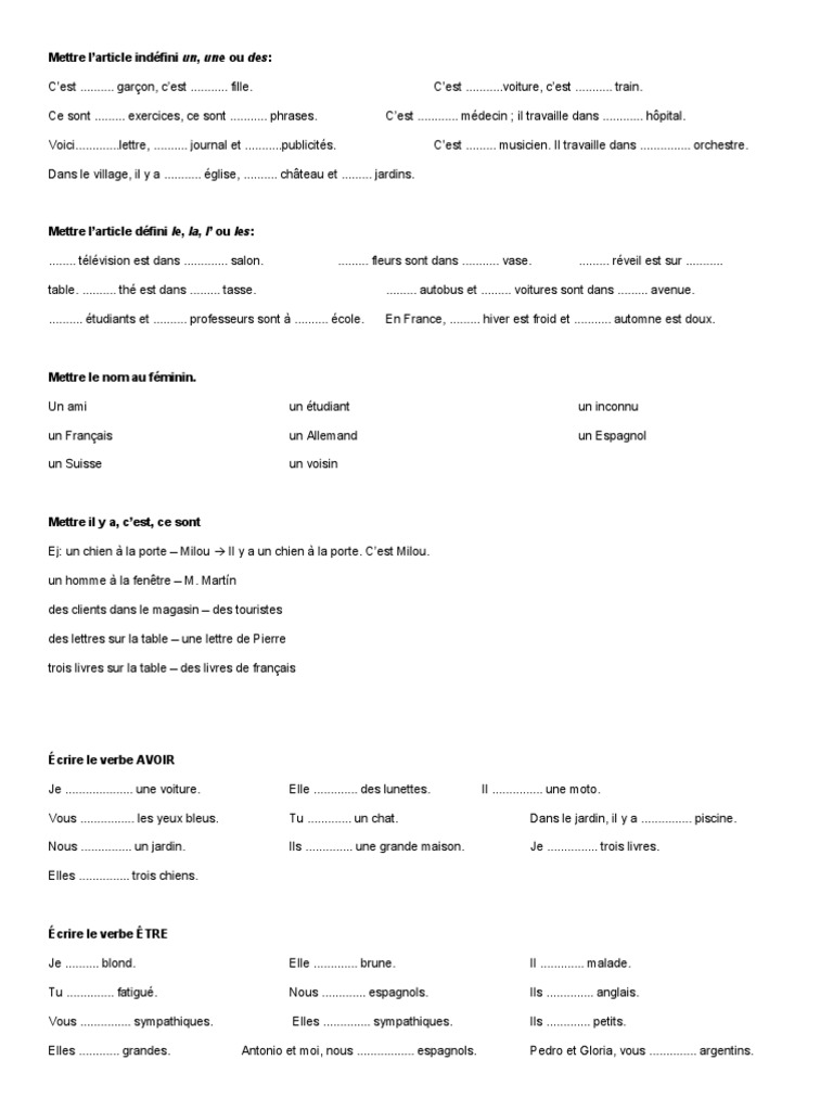 Exercices FLE pour Débutants | PDF | Linguistique