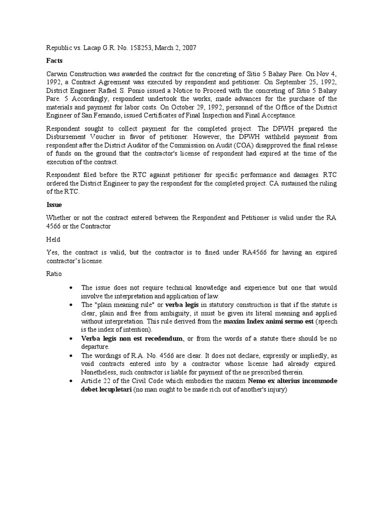 Republic Vs Lacap | PDF | Statutory Interpretation | Common Law