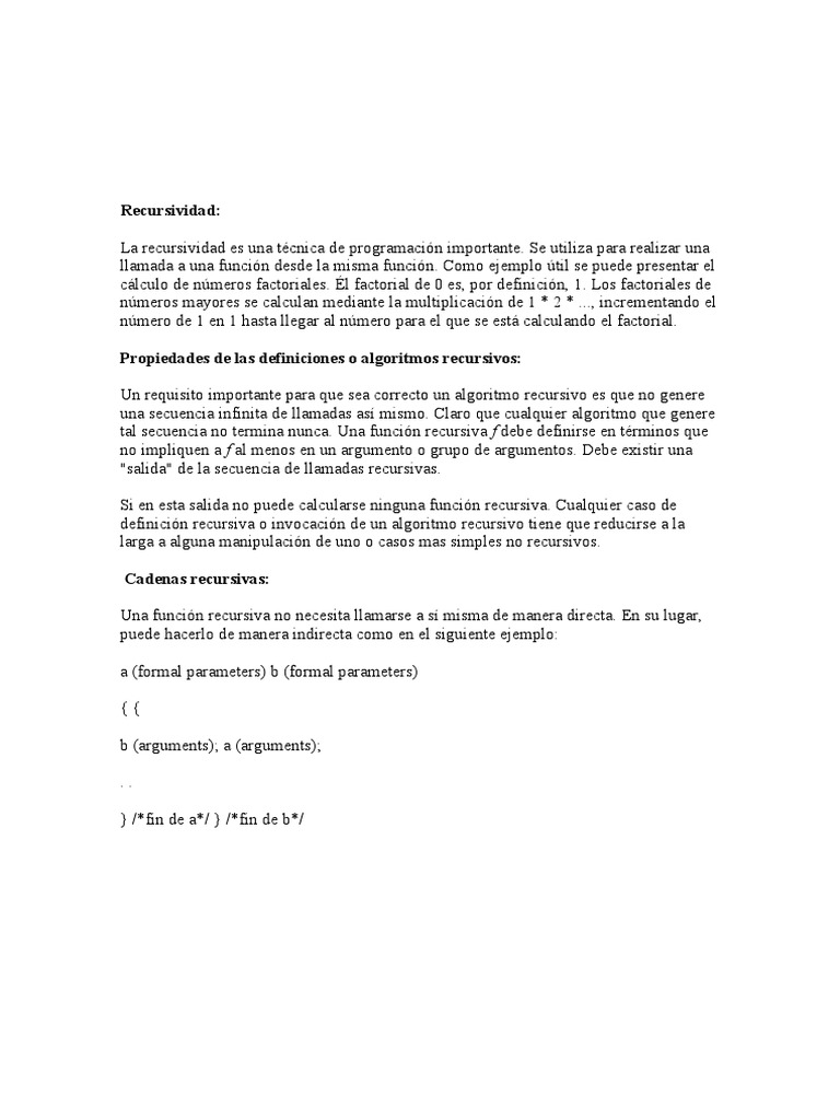 Estructuras Recursivas. | PDF | Algoritmos | Lógica