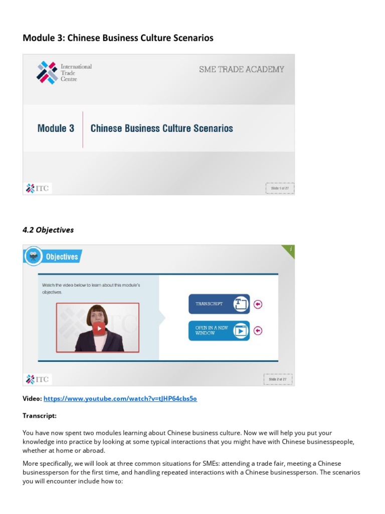 Module 3 - Chinese Business Culture Scenarios | PDF | We Chat ...
