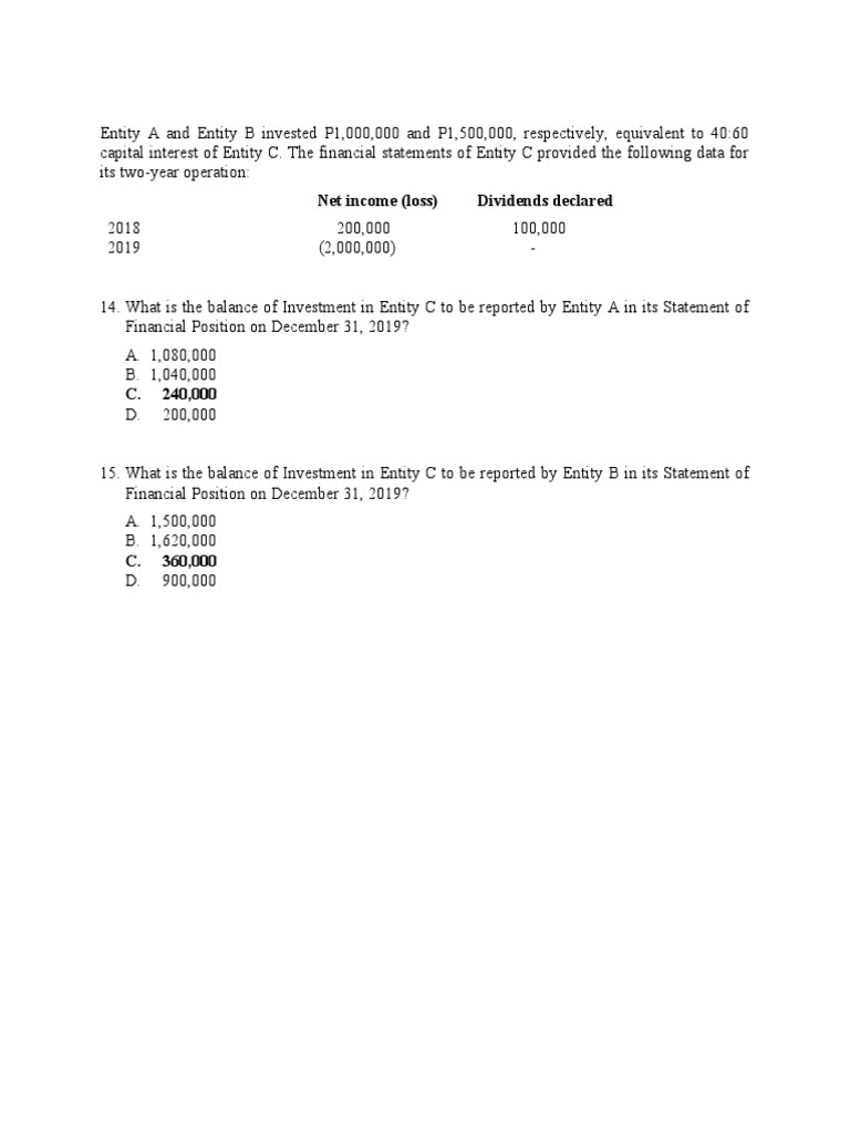 Entity A and Entity B Invested P1 | PDF