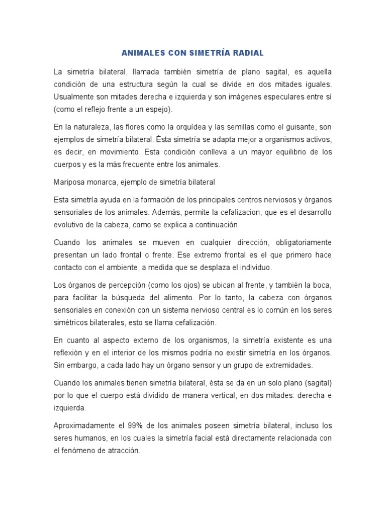 Animales Con Simetría Bilateral | PDF
