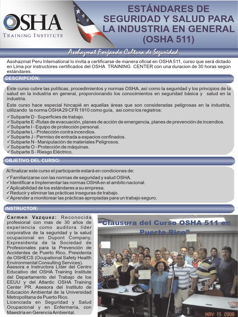 Curso OSHA 511: Seguridad Industrial | PDF | Administración de ...