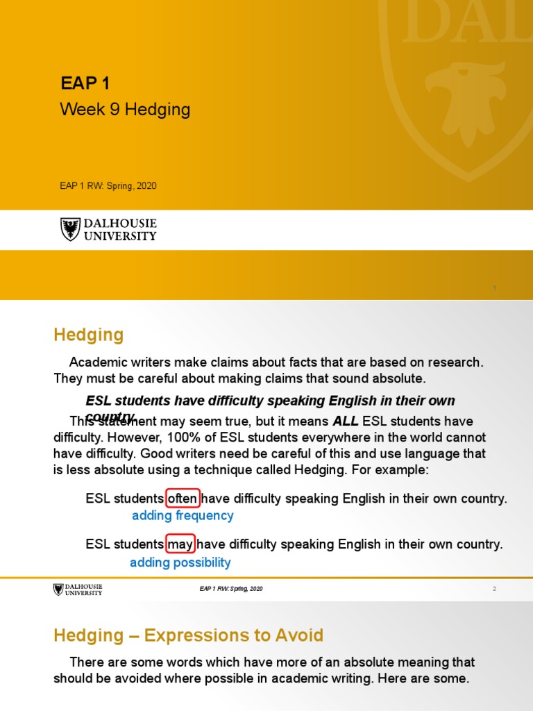 Hedging Techniques in Academic Writing | PDF | English Language | Verb