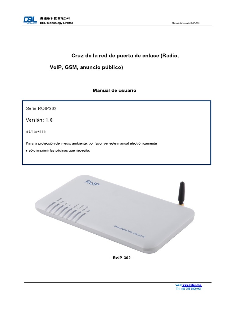 VOIP GATEWAY Modelo Roip-102 T 3.en - Es | PDF | Dirección IP | Voz ...