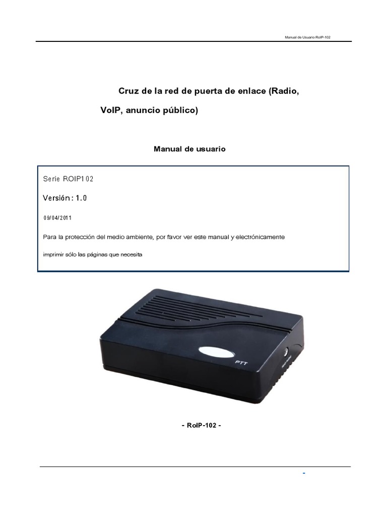 VOIP GATEWAY Modelo Roip-102 T.en - Es | PDF | protocolo de Iniciacion ...