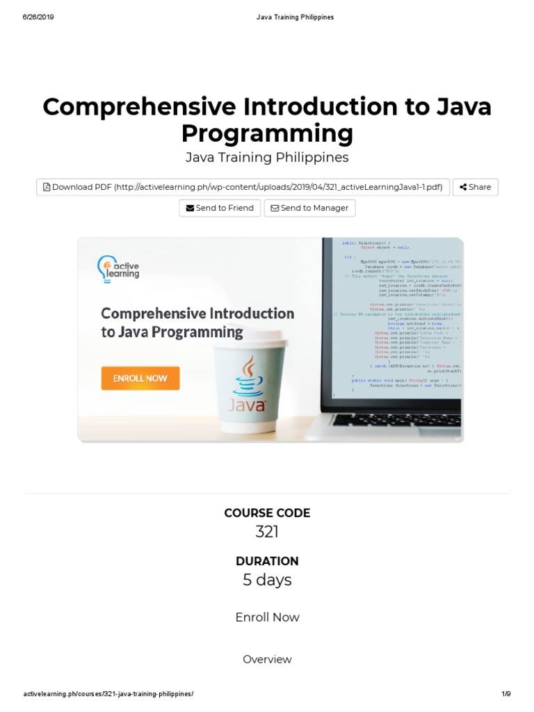 Java Training Philippines Pdf Java Programming Language Class Computer Programming