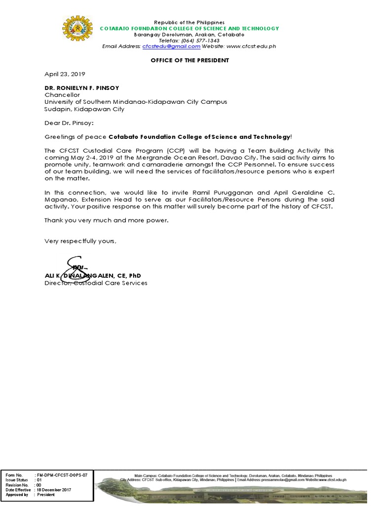 CFCST Letter | PDF