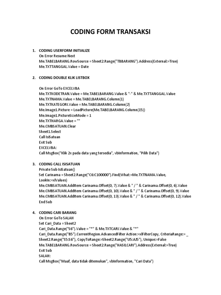 Coding Form Transaksi Pdf Computer Programming Computing