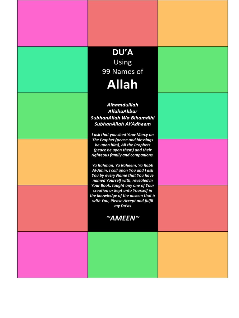 Du’a Using the 99 Names of Allah | PDF | Forgiveness | Prophets And ...