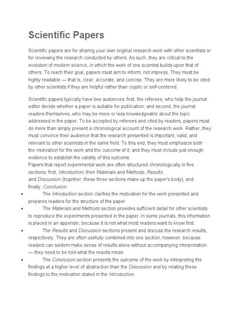 Scientific Papers | PDF | Scientist | Science