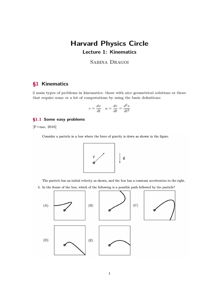 Kinematics Lecture by Sabina Dragoi | PDF