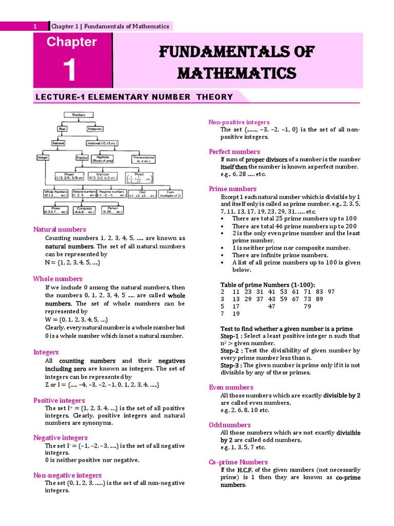 Fundamentals of Mathematics L-1 To 22 | PDF | Numbers | Division ...