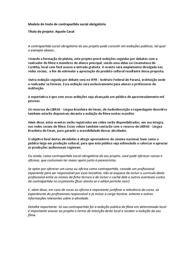 Modelo de Contrapartida | PDF