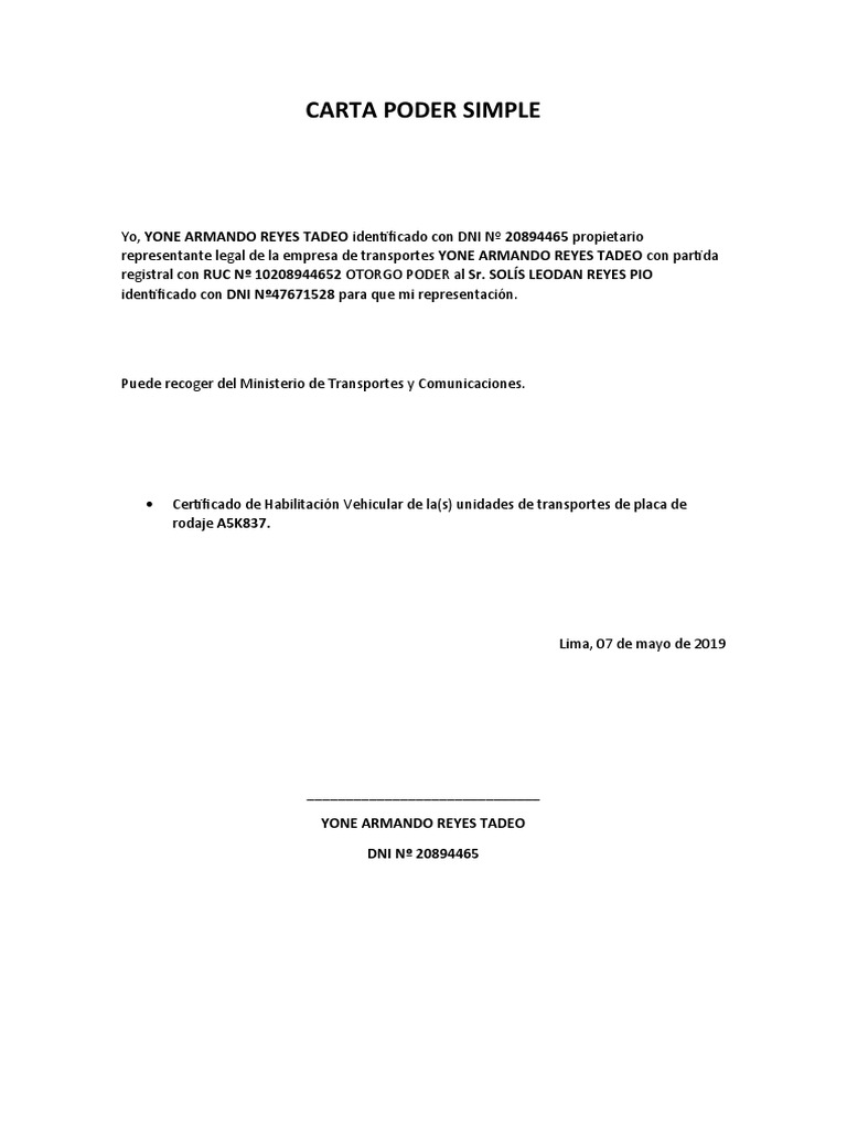 Carta Poder Simple | PDF