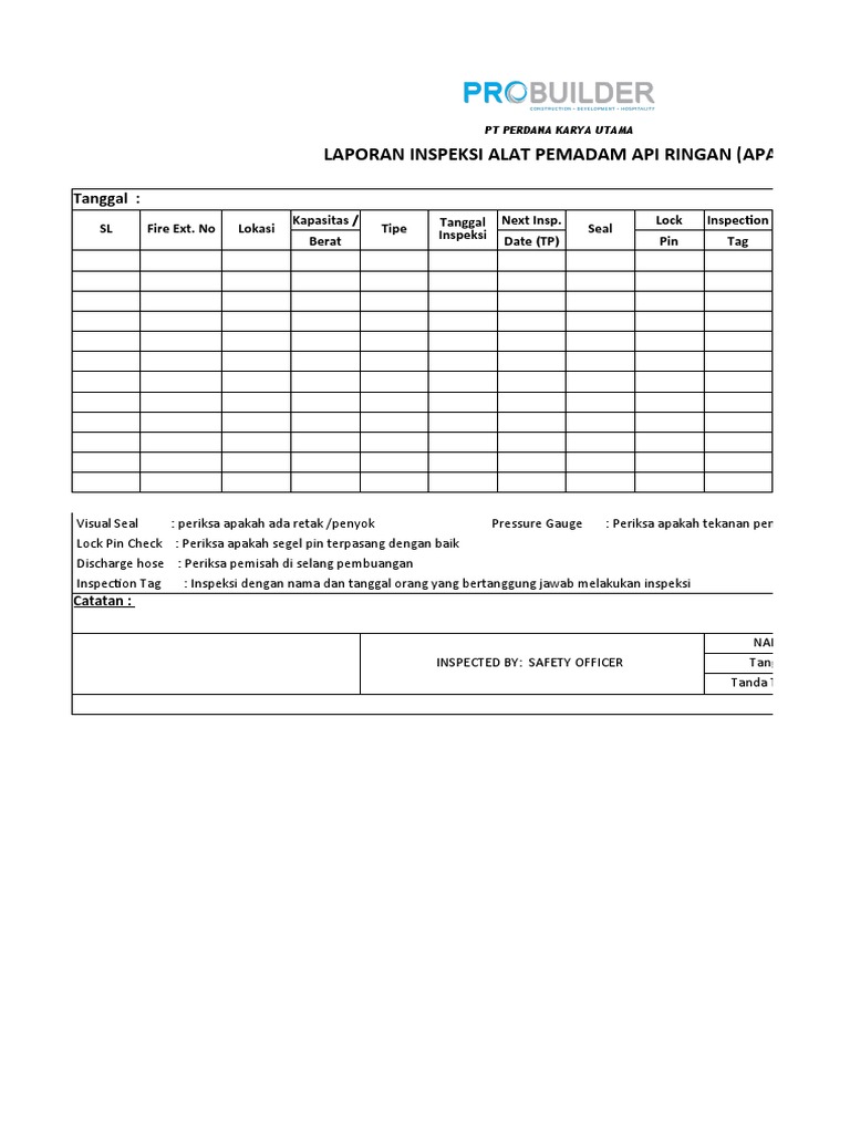 Form Inspeksi APAR | PDF