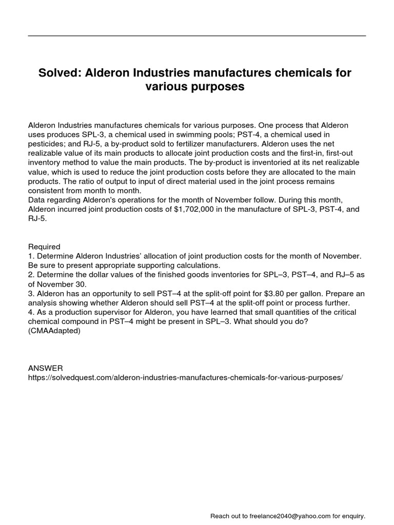 Alderon Industries Manufactures Chemicals For Various Purposes | PDF ...