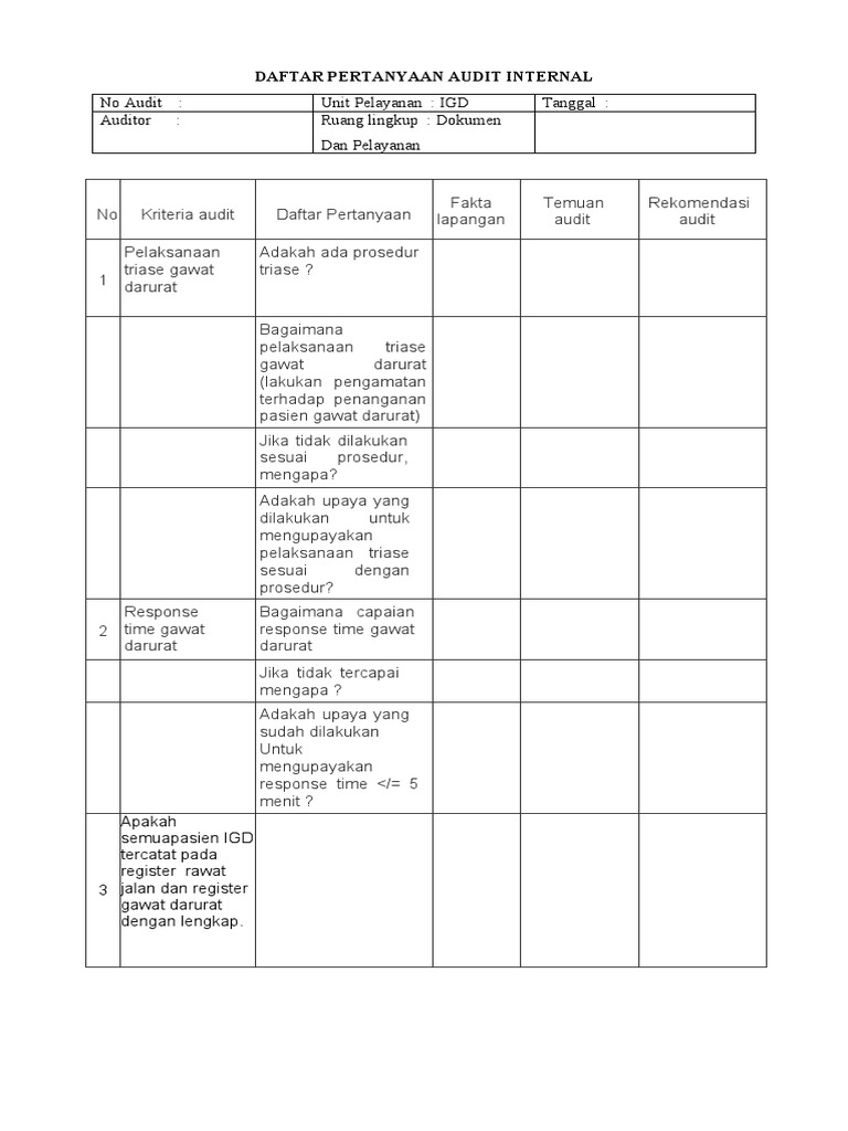 Instrumen Audit IGD | PDF