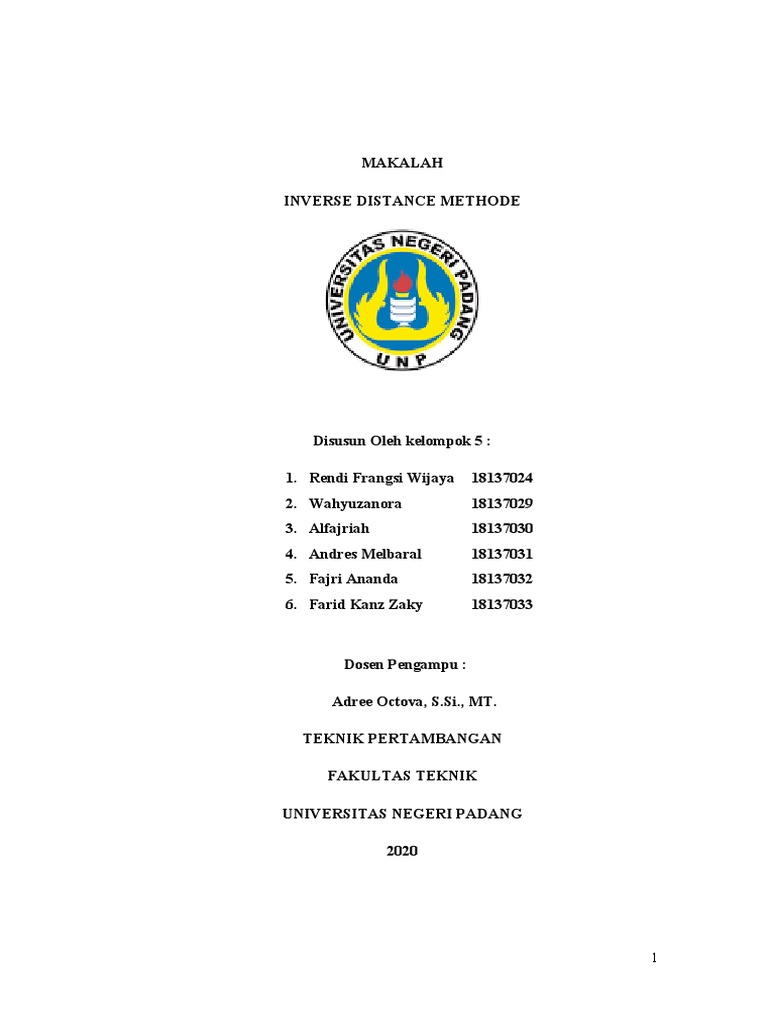 Metode Inverse Distance dalam Pertambangan | PDF | Sains & Matematika