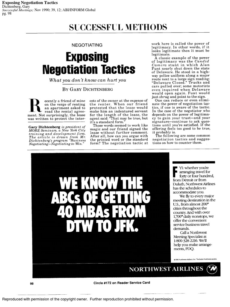 Negotiation Tactics | PDF