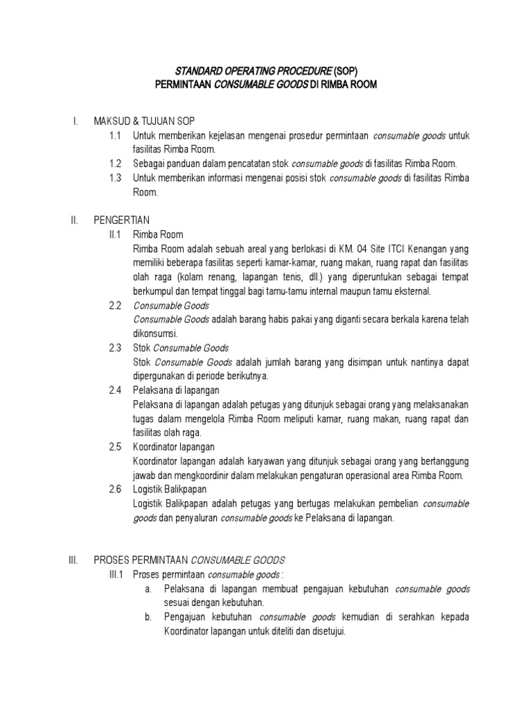 Sop Permintaan Consumable Goods | PDF