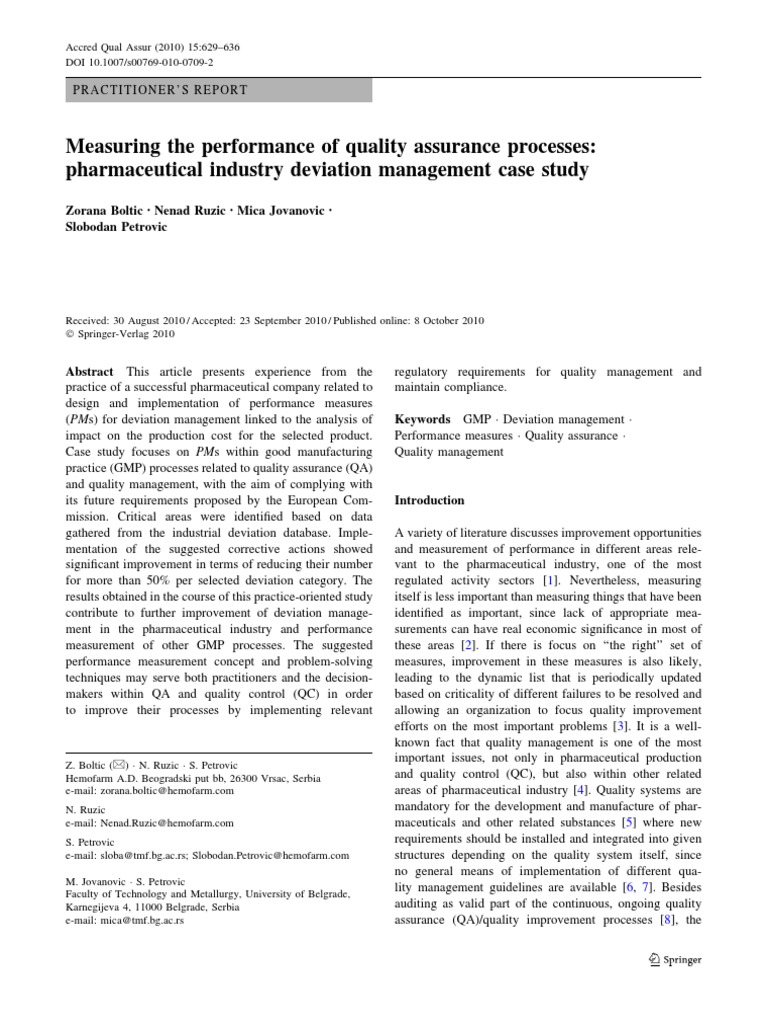 Deviation Management in Pharma Case Study | PDF | Performance Indicator ...