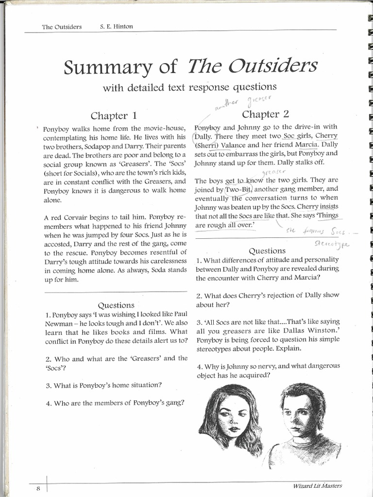 Outsiders Chapter 1-2 Summary and Questions | PDF