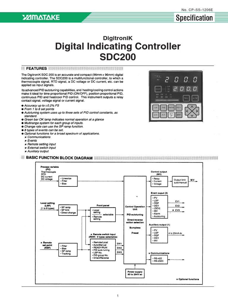 Temperature Controller SDC 200 | PDF