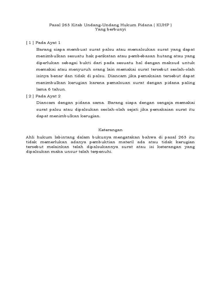Pemalsuan Dokumen Menurut Pasal 263 KUHP | PDF