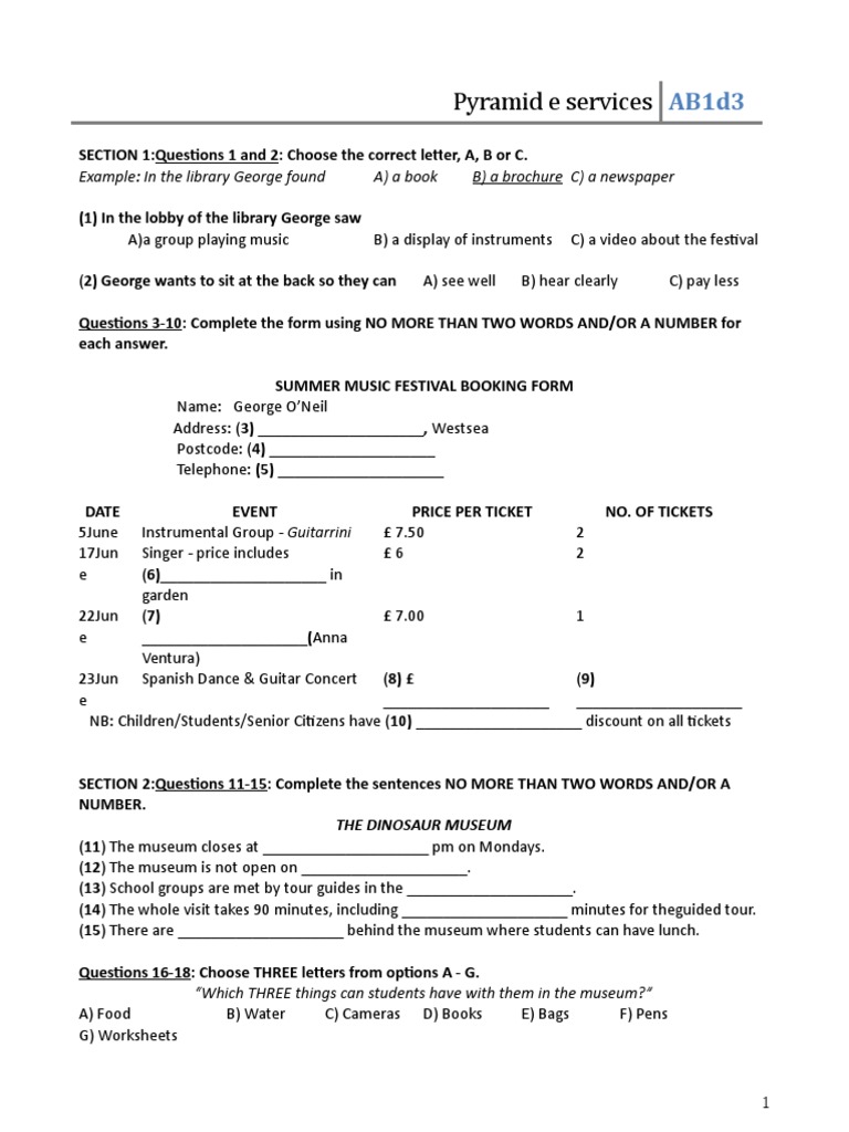 Pyramid e Services: Example: in The Library George Found A) A Book B) A ...