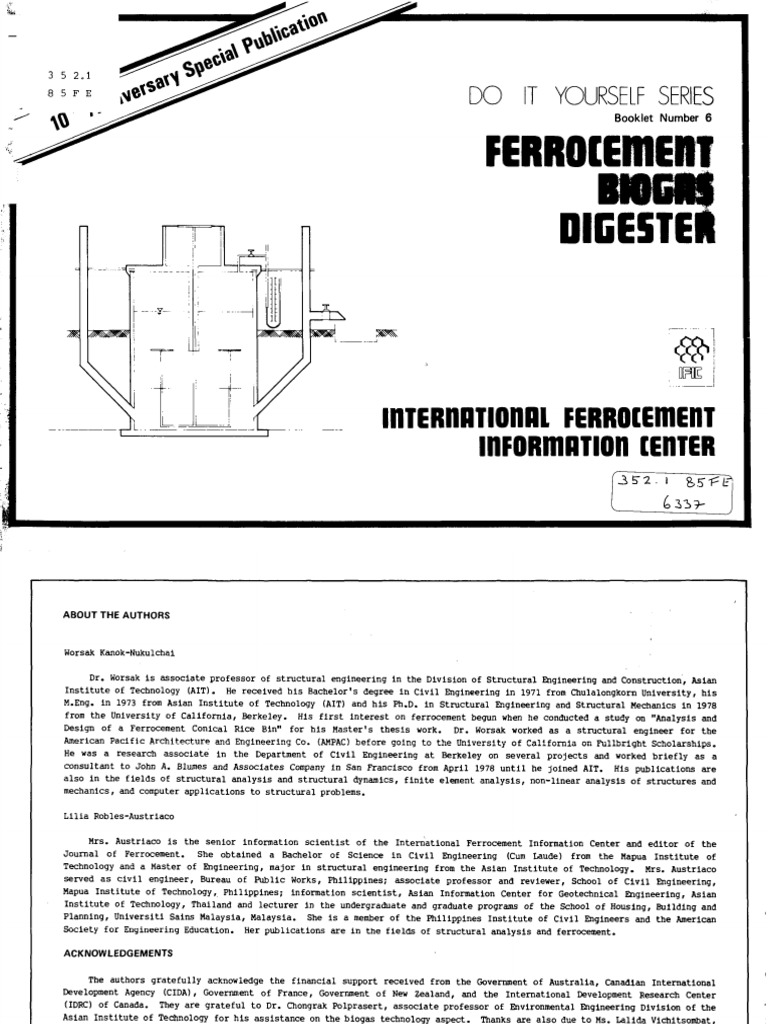 Ferrocement Digester - Bio Gas Plant | PDF | Biogas | Anaerobic Digestion