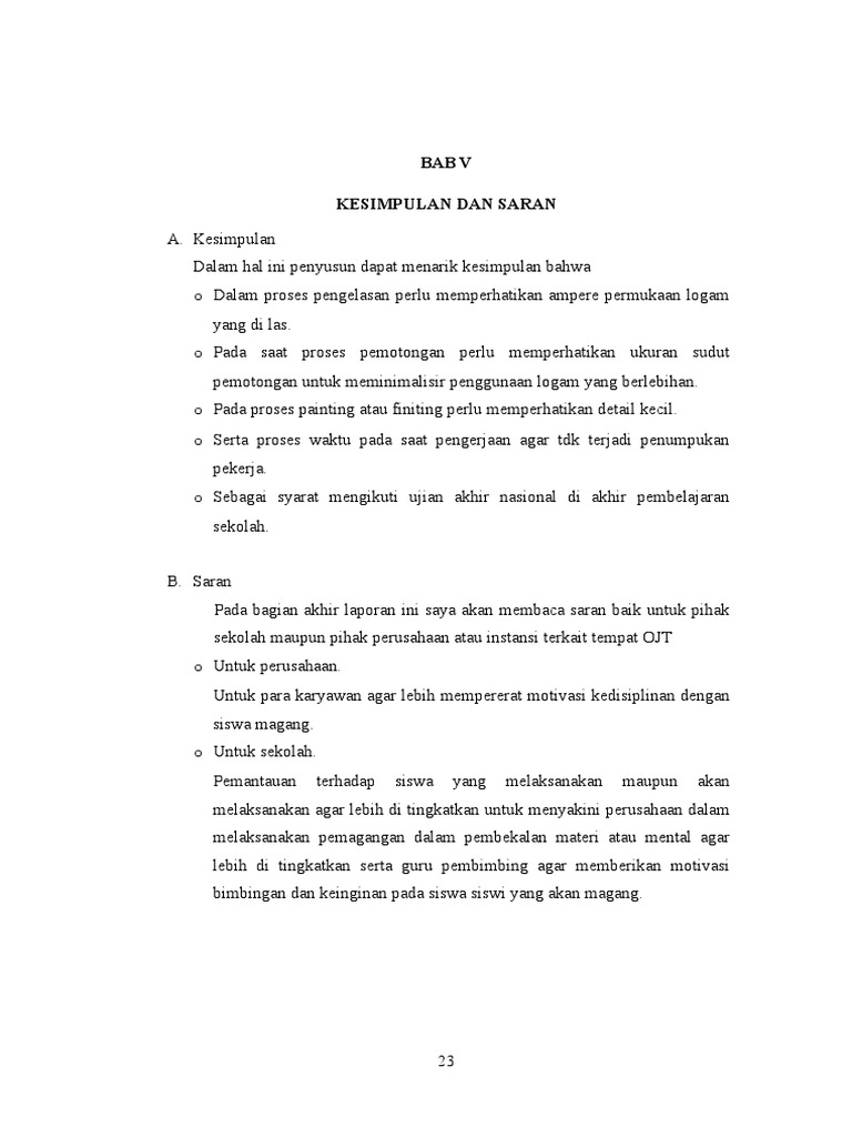 Saran dan Kesimpulan Laporan PKL | PDF