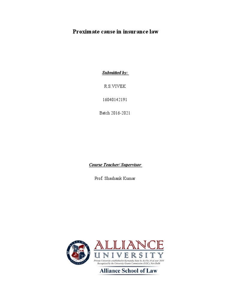 Insurance Law Seminar Paper | PDF | Proximate Cause | Liability Insurance