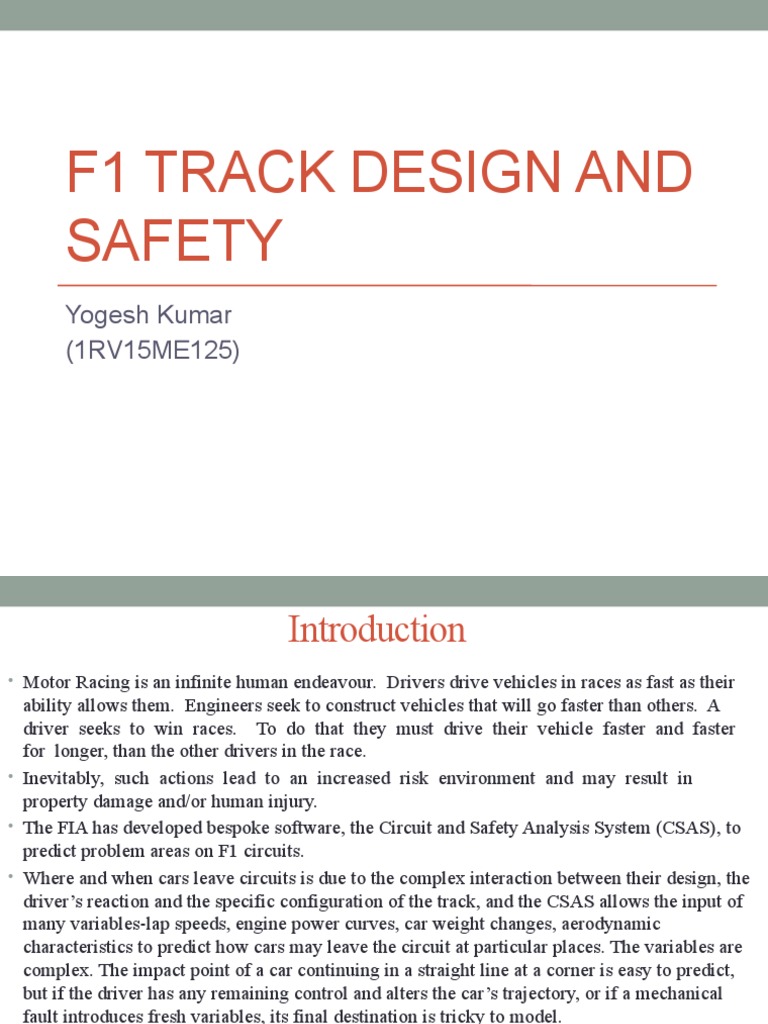 F1 Track Design and Safety - PPT | PDF | Formula One | Motorsport