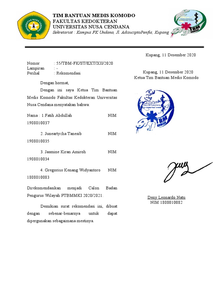 06 Surat Rekomendasi Magang Ptbmmki | PDF